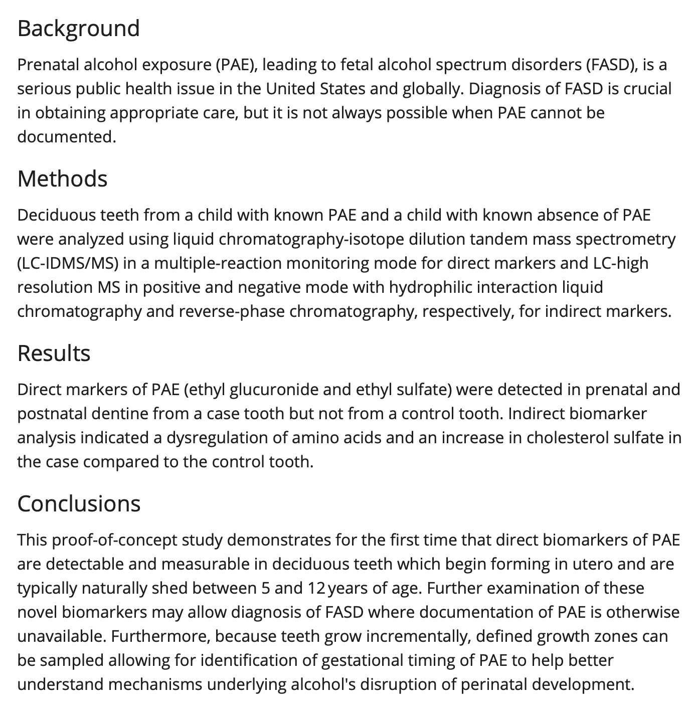 Deciduous Teeth - New research about FASD