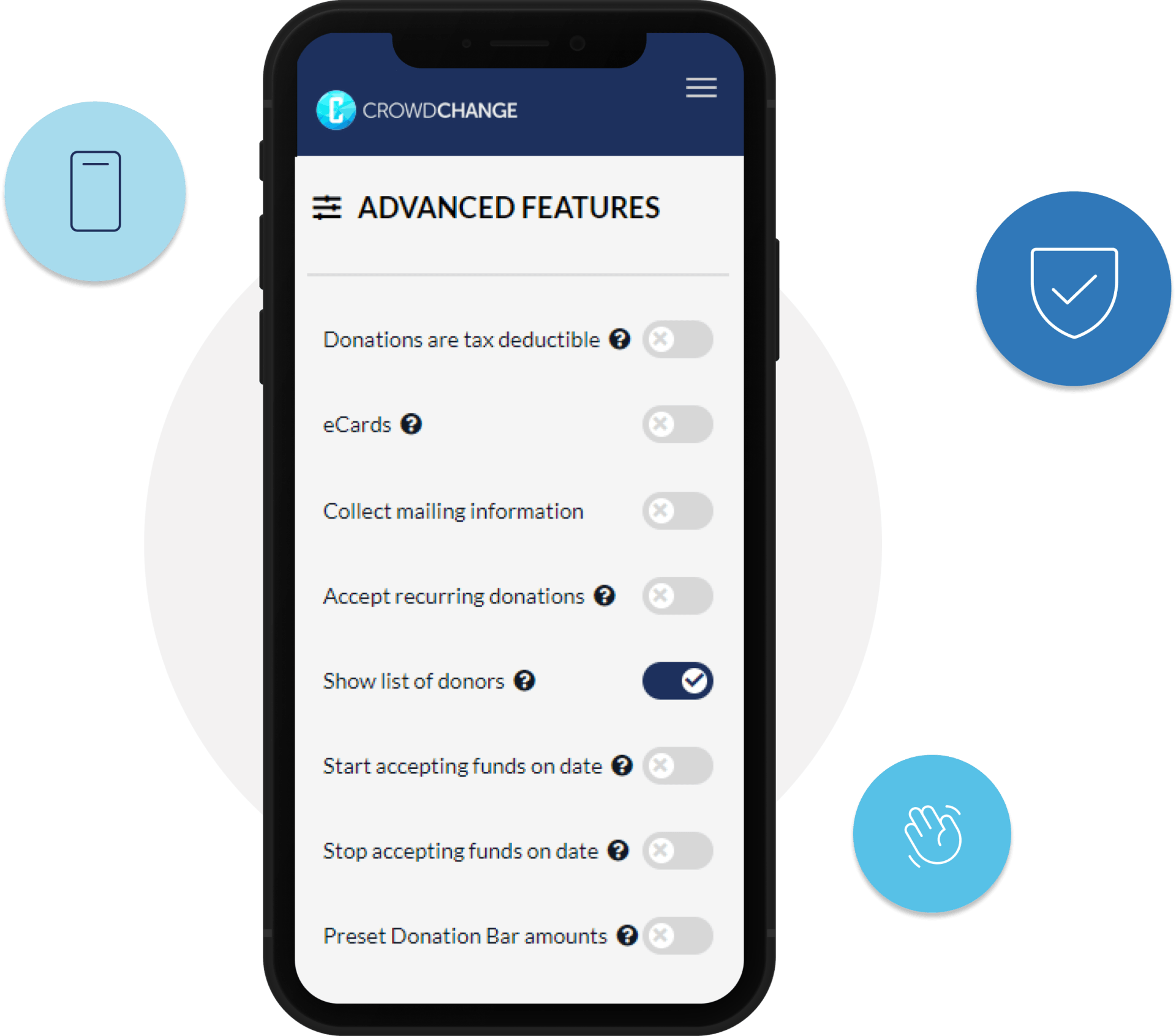 CrowdChange Features | Fundraising Software | Request a Demo