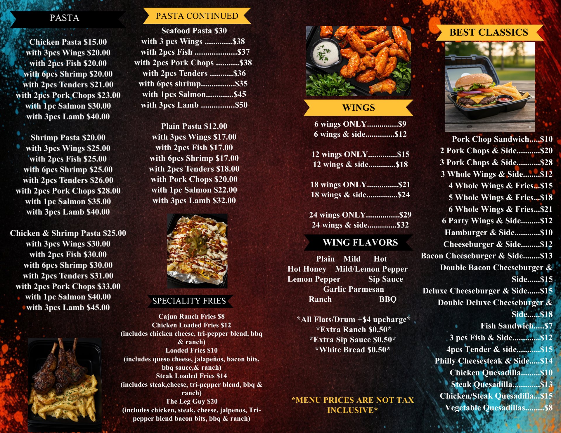 Menu | M3 Bar & Grill and Sip N Chill