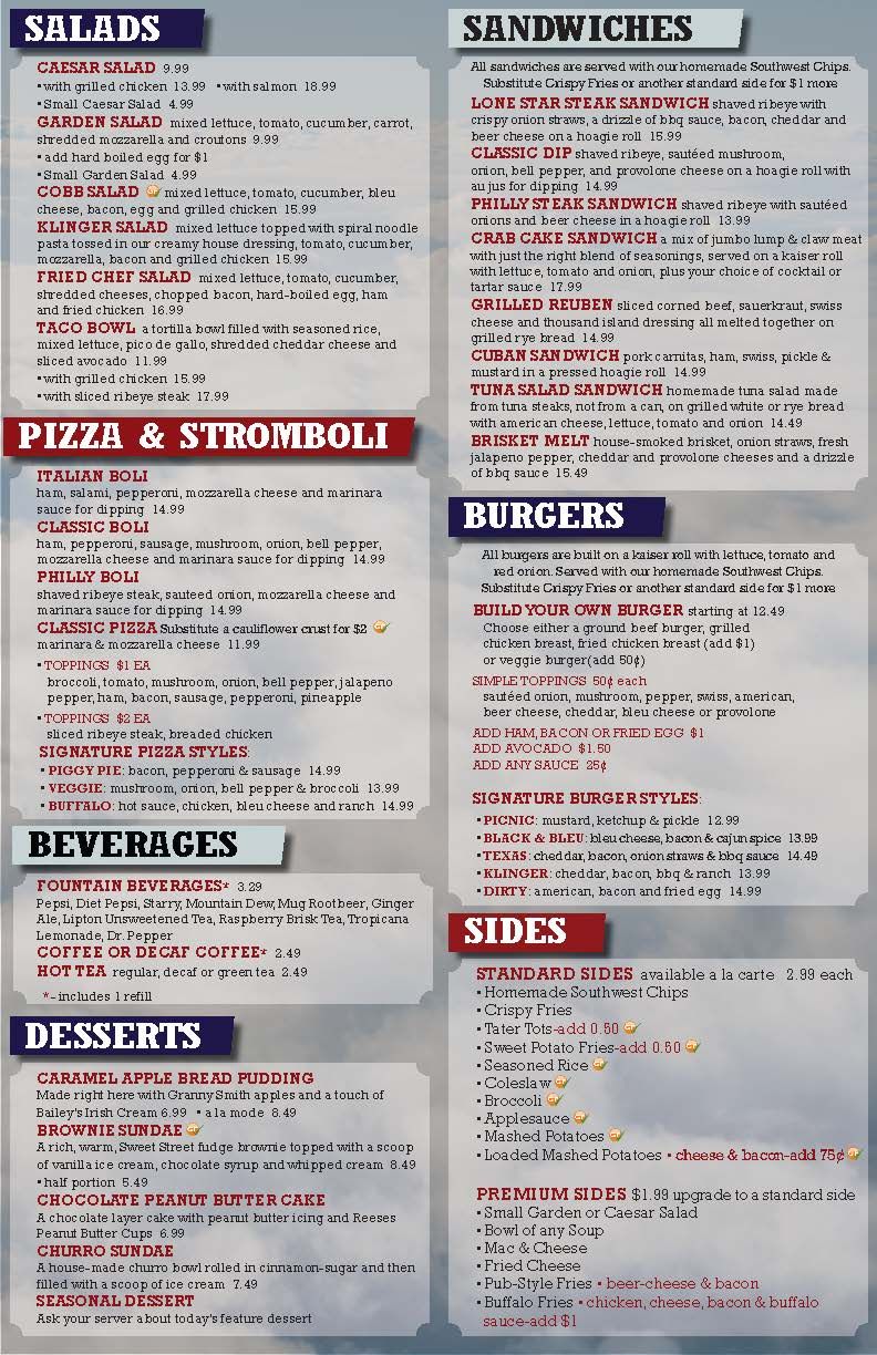 Klinger's at The Airport | Family Restaurant Menu