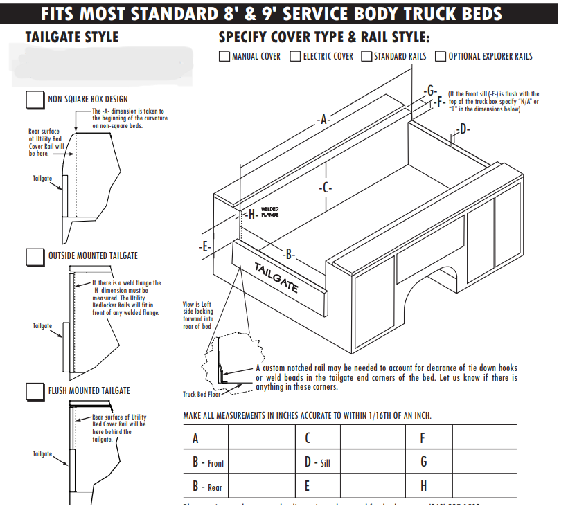 Service Body Bed Cover