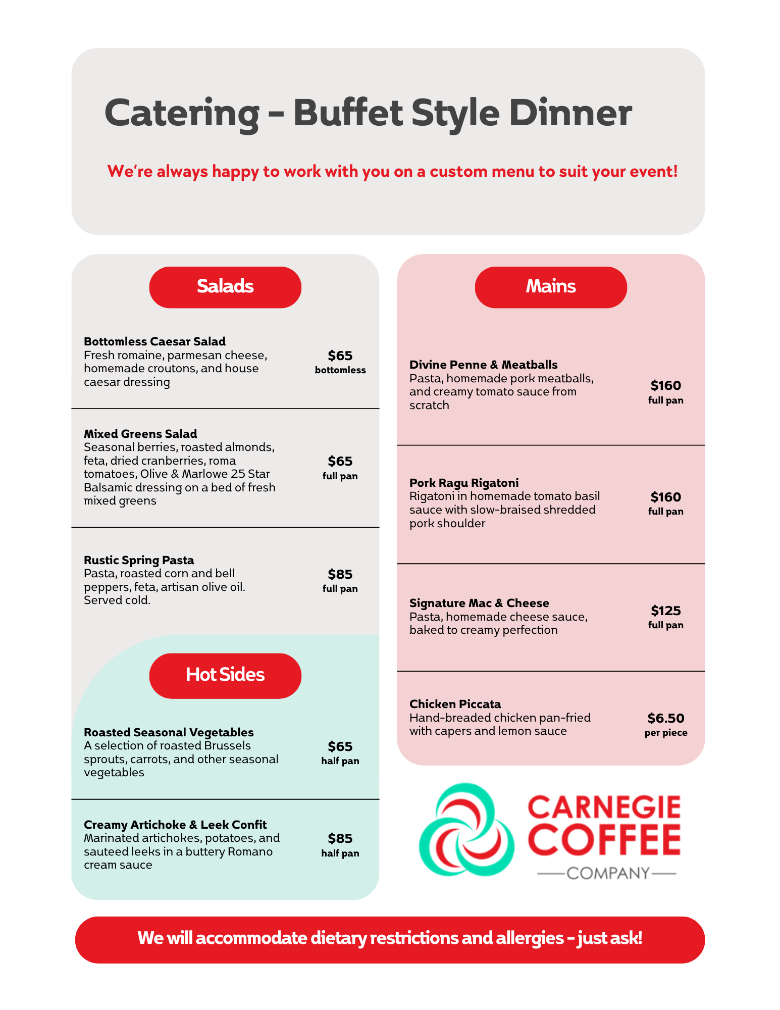 Private Events | Carnegie Coffee Company