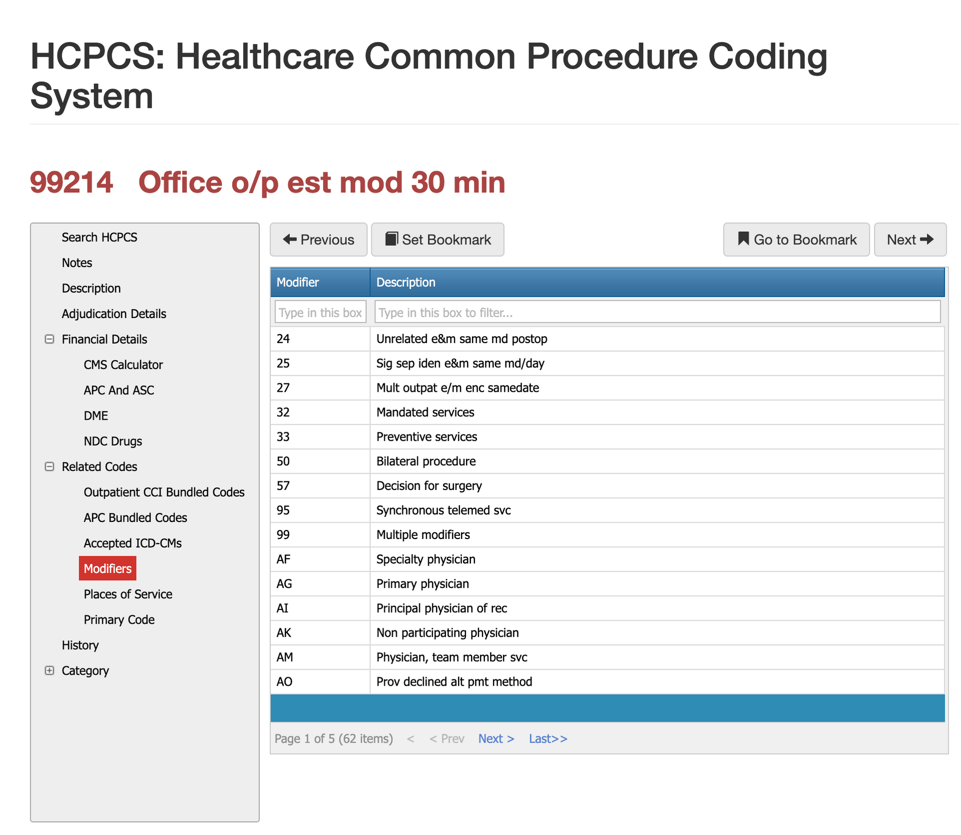 CPT Code 99214 - Outpatient - Established - 30 Minutes