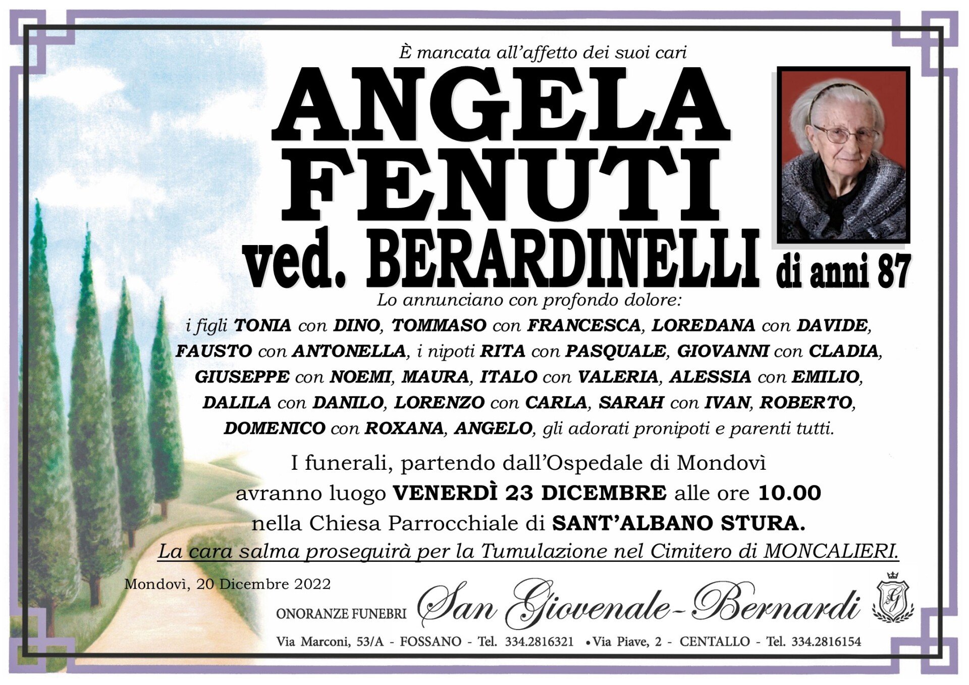 Necrologi| Fossano - Centallo (CN)| Onoranze San Giovenale