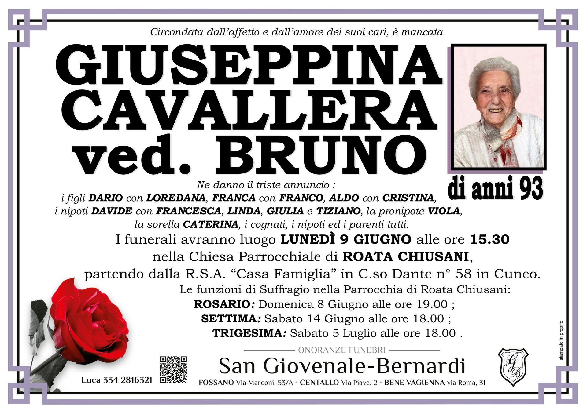 Necrologi a Centallo e Fossano | Onoranze San Giovenale