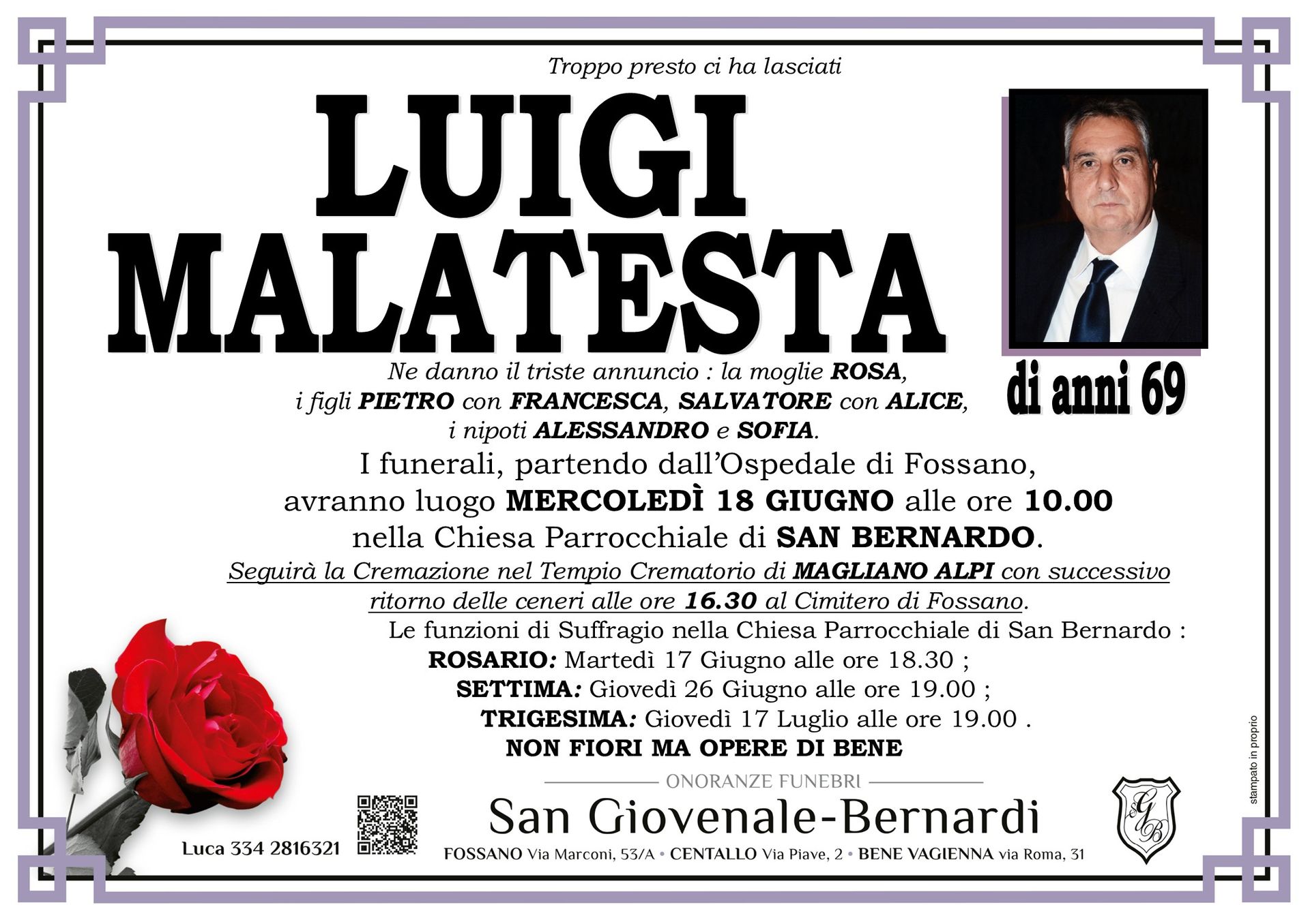 Necrologi a Centallo e Fossano | Onoranze San Giovenale