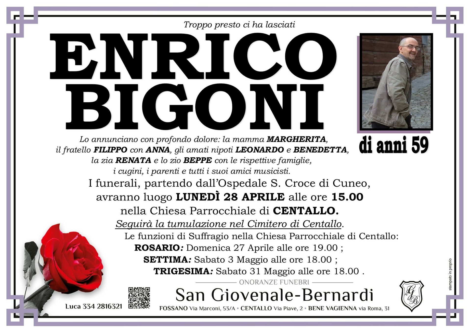 Necrologi a Centallo e Fossano | Onoranze San Giovenale