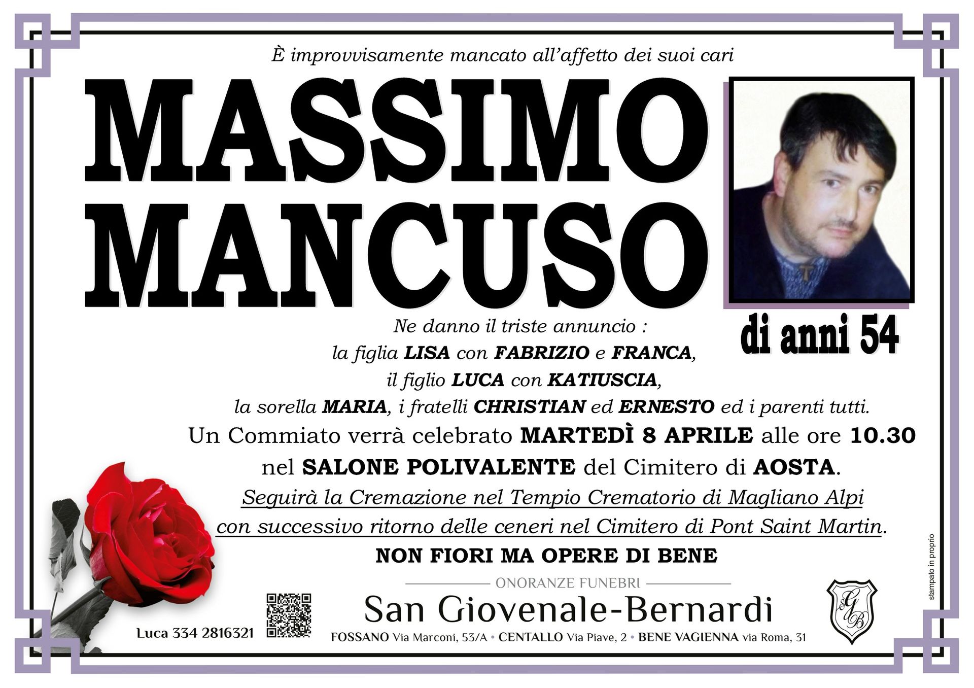 Necrologi a Centallo e Fossano | Onoranze San Giovenale