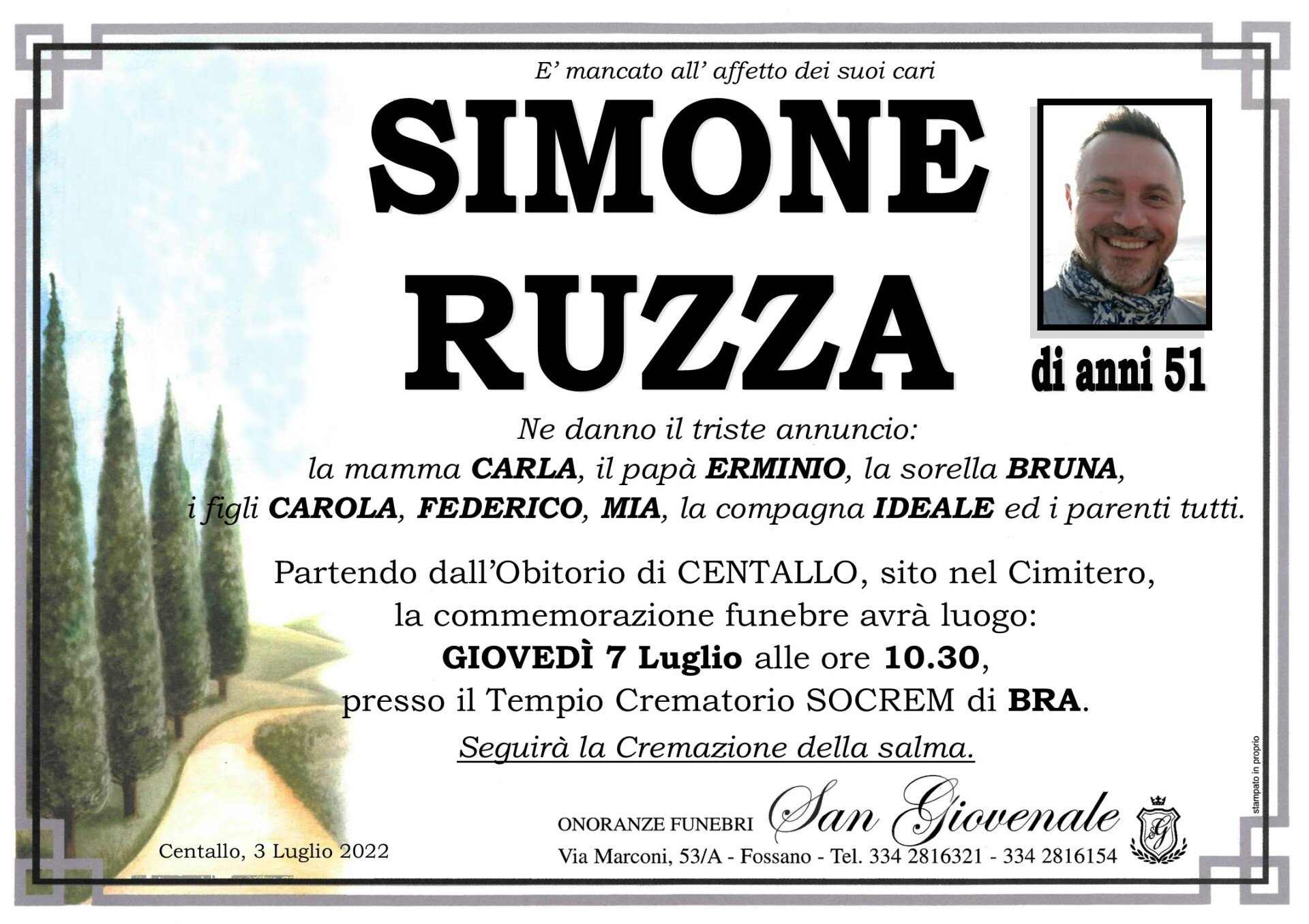 Necrologi| Fossano - Centallo (CN)| Onoranze San Giovenale