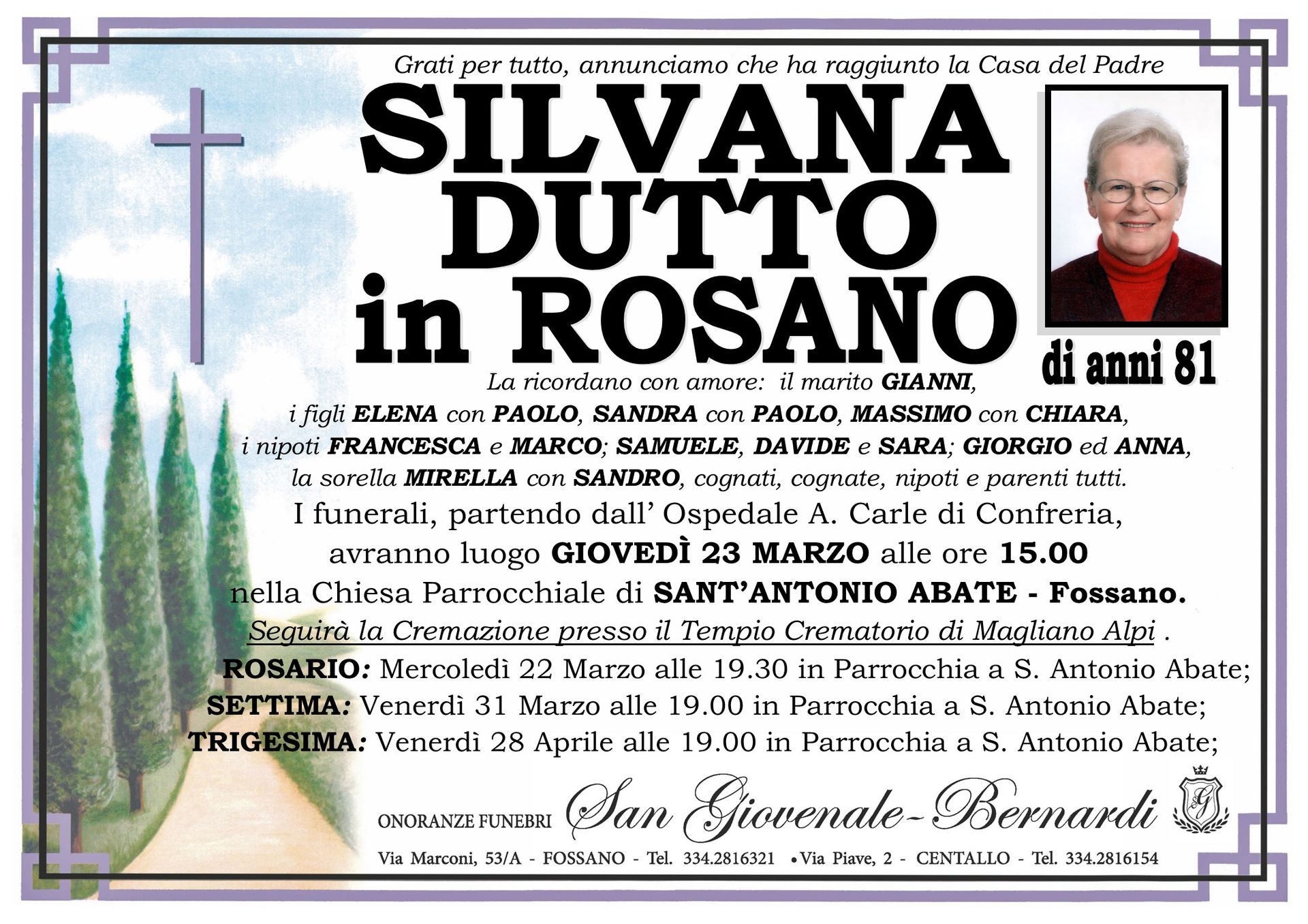 Necrologi| Fossano - Centallo (CN)| Onoranze San Giovenale