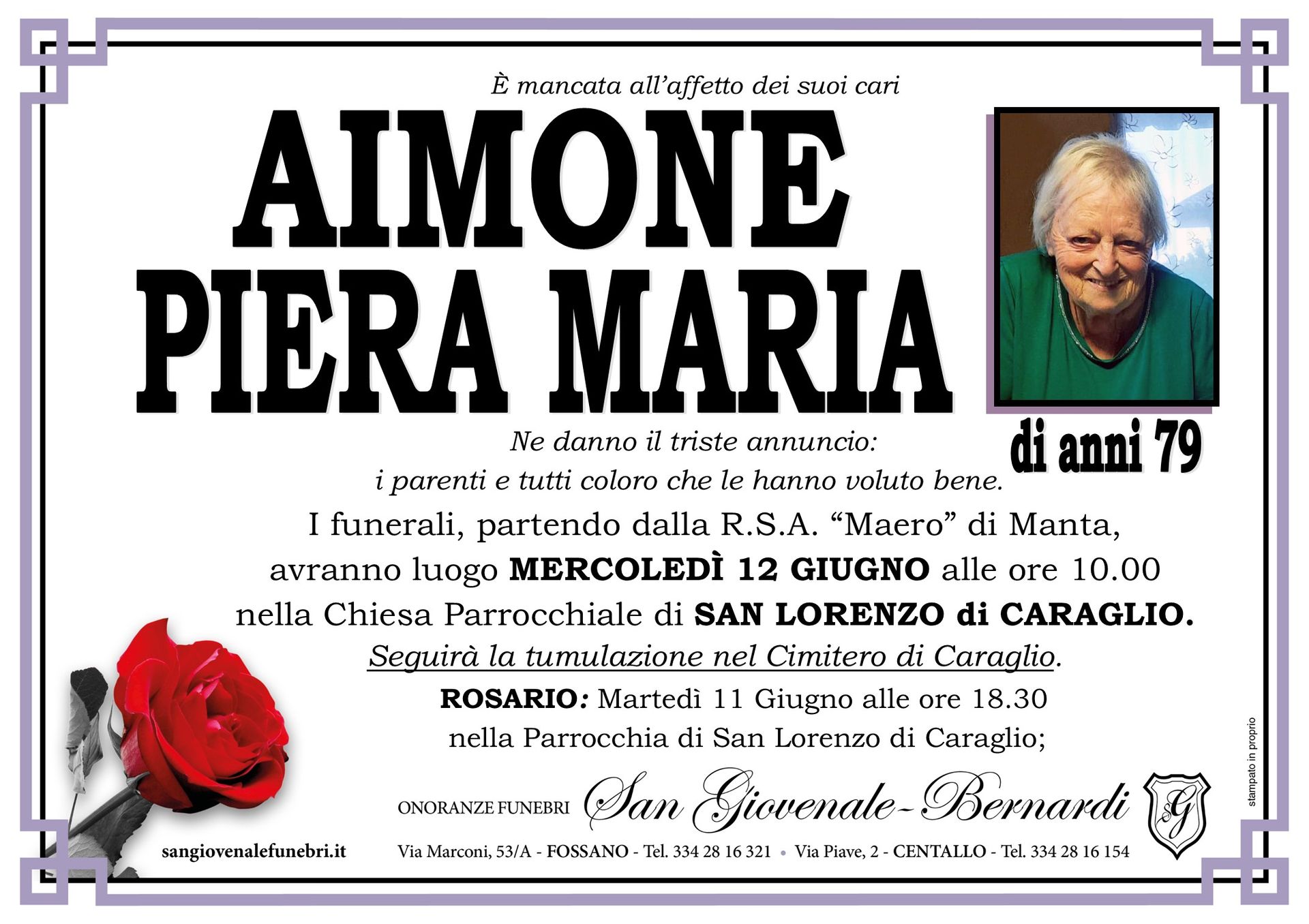 Necrologi a Centallo e Fossano | Onoranze San Giovenale