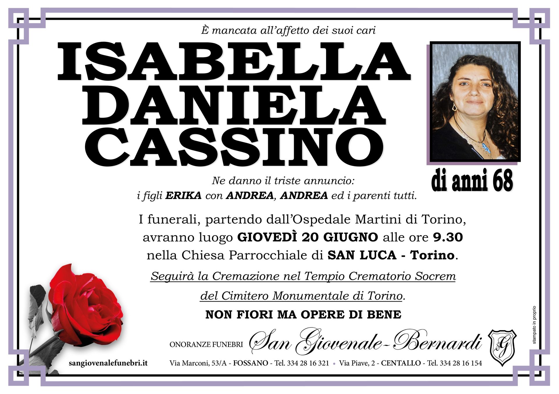 Necrologi a Centallo e Fossano | Onoranze San Giovenale