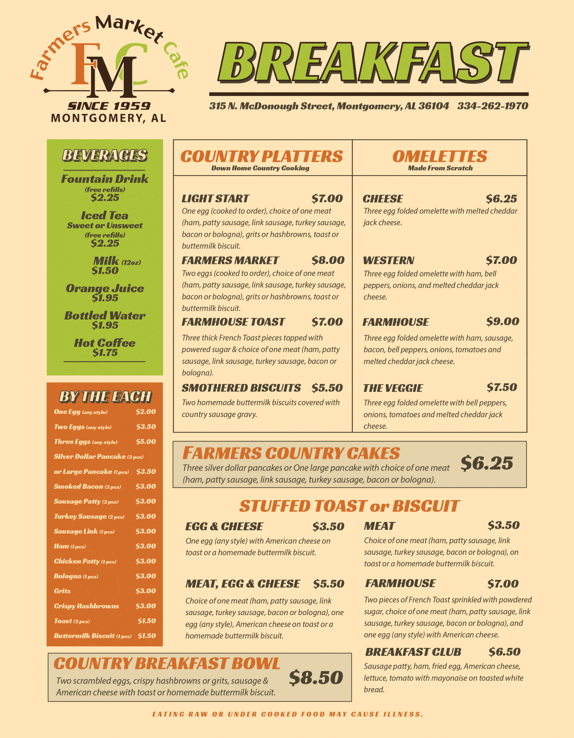 Farmers Market Cafe | Southern Cooking | Breakfast Menu