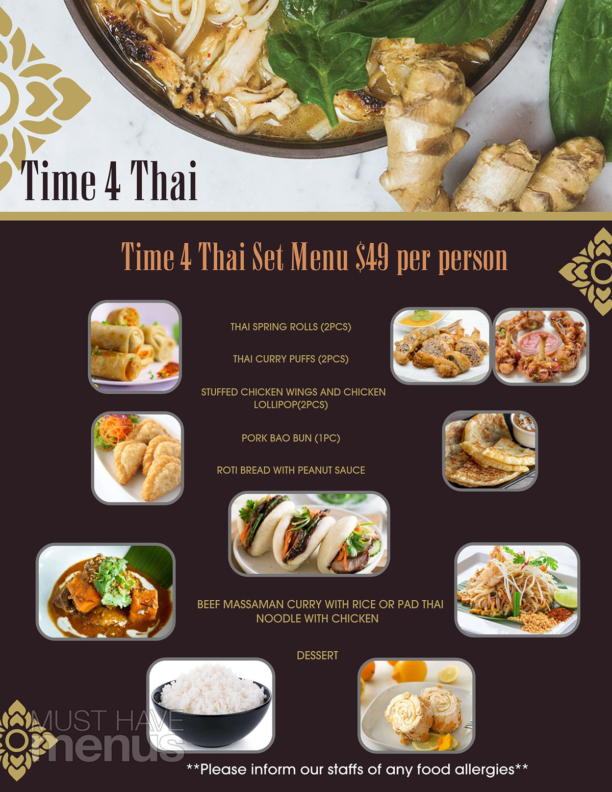 Full & Set Menus - Time 4 Thai Restaurant in Ballarat