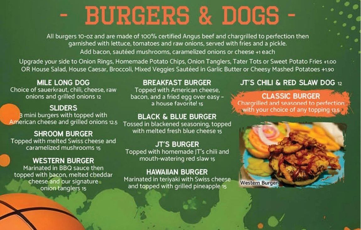 Burger & Dogs | JT's Sports Bar & Grill