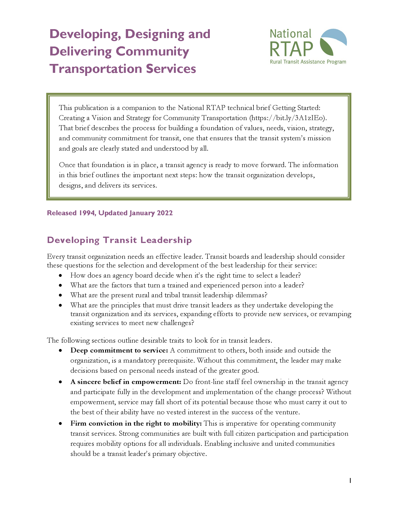 Tribal Transit Resources | National RTAP | AK