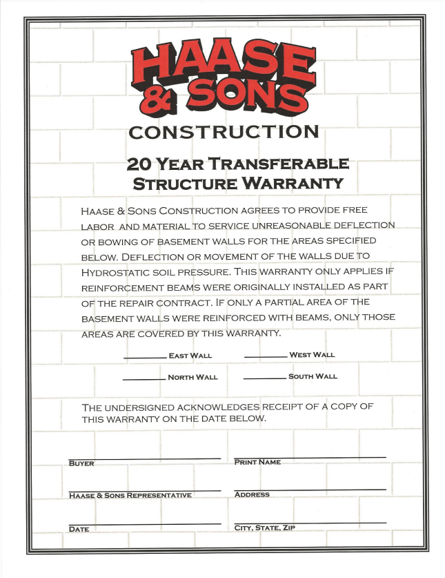 Foundation Warranty | Franklin, WI | Haase & Sons Construction
