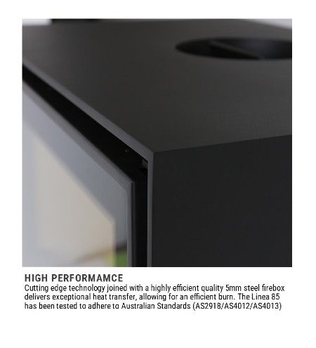 ADF Linea 85 Freestanding wood heater, Landscape wood heater