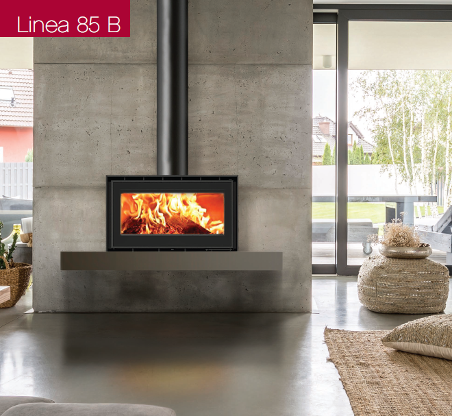 ADF Linea 85 Freestanding wood heater, Landscape wood heater