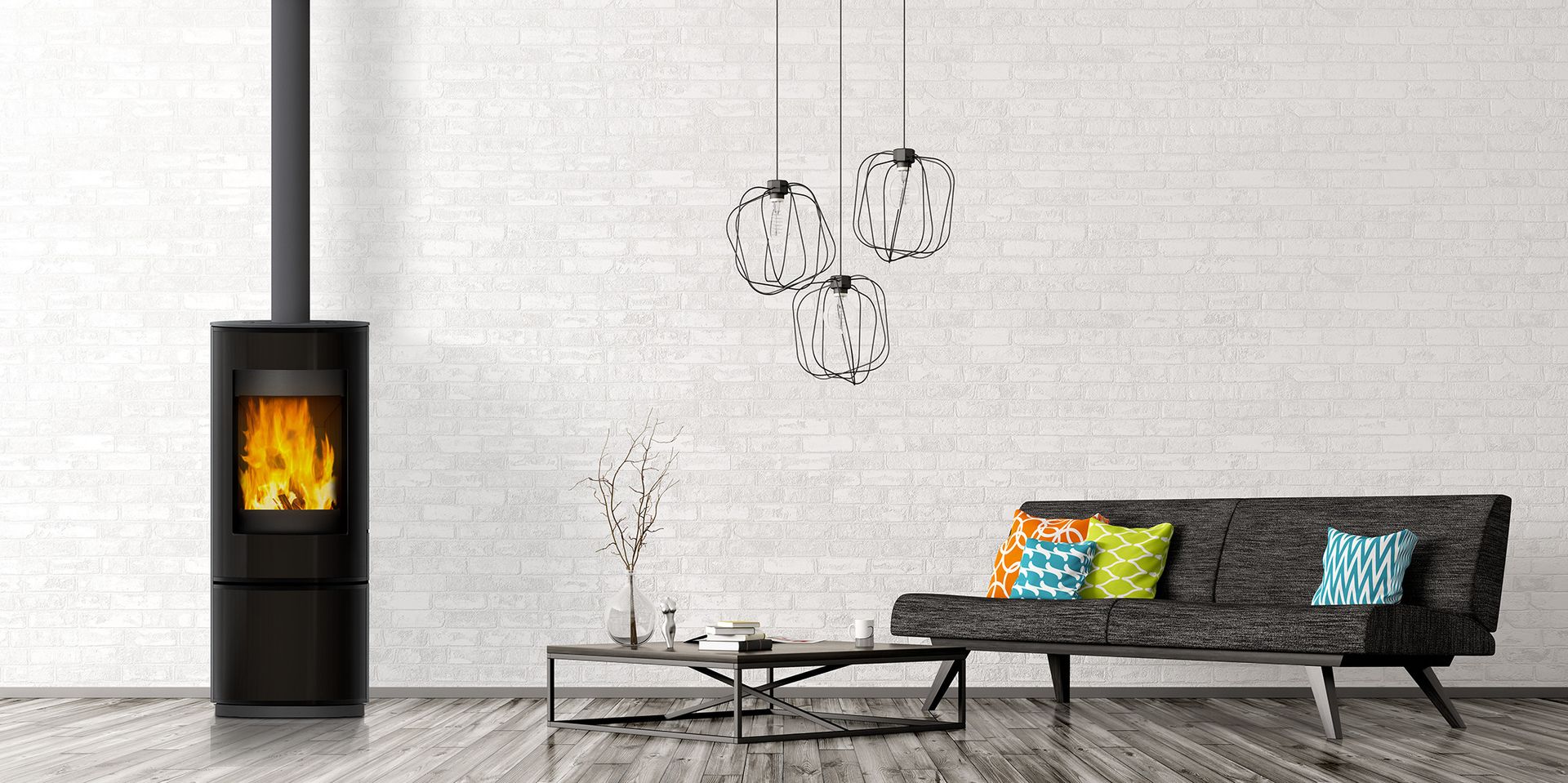 Visionline Circle European Round Upright Wood Heater Outside Air