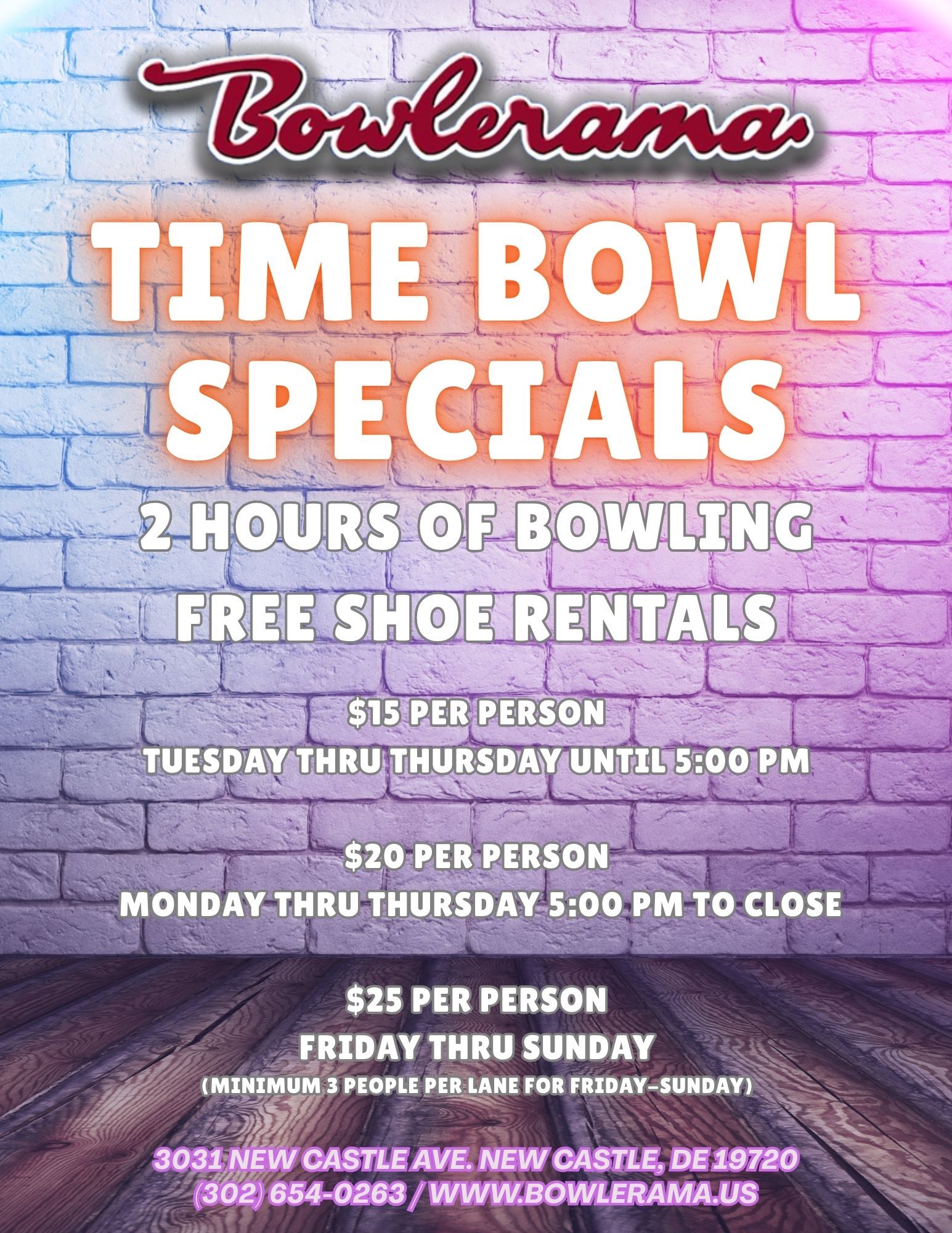 Hours & Pricing | Bowlerama