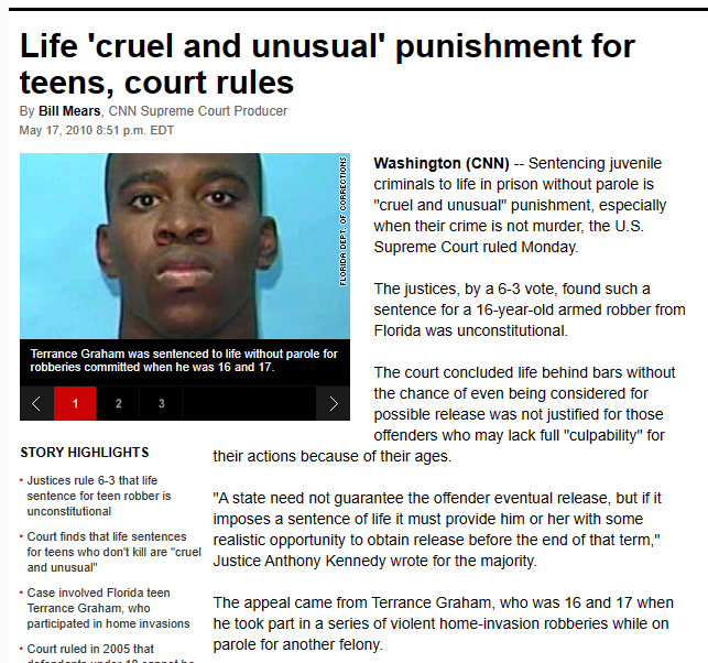 Graham v Florida: Landmark Decision in Juvenile Justice