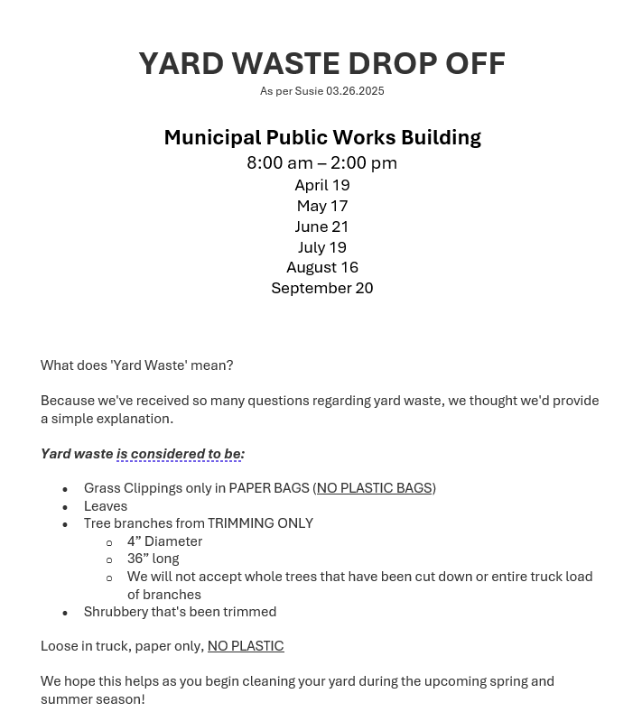 Yard Waste Drop Off