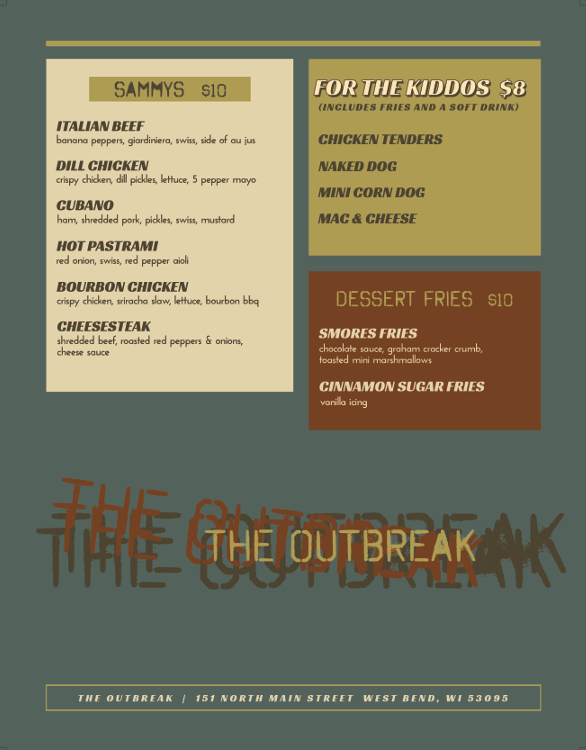 The Outbreak - Restaurant & Bar | 151 N Main St, West Bend, WI 53095