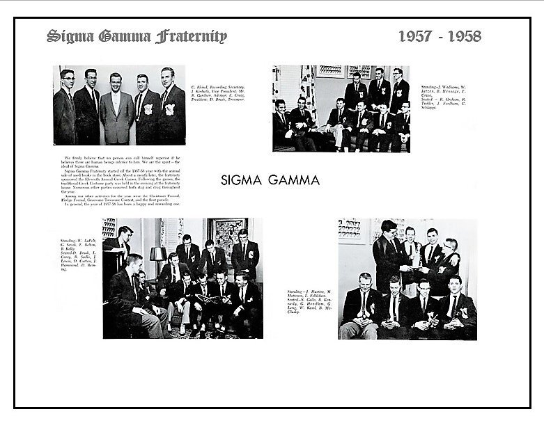 Sigma Gamma Fraternity - Oswego, NY Established 1947