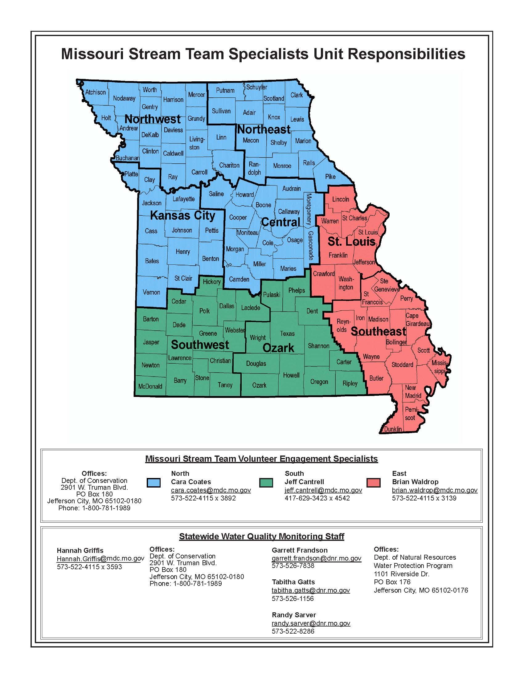 Stream Team Responsibilities Map| Missouri Stream Team