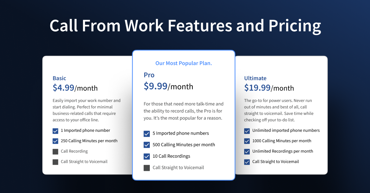 Why Call From Work Stands Out: Features and Pricing Compared to ...
