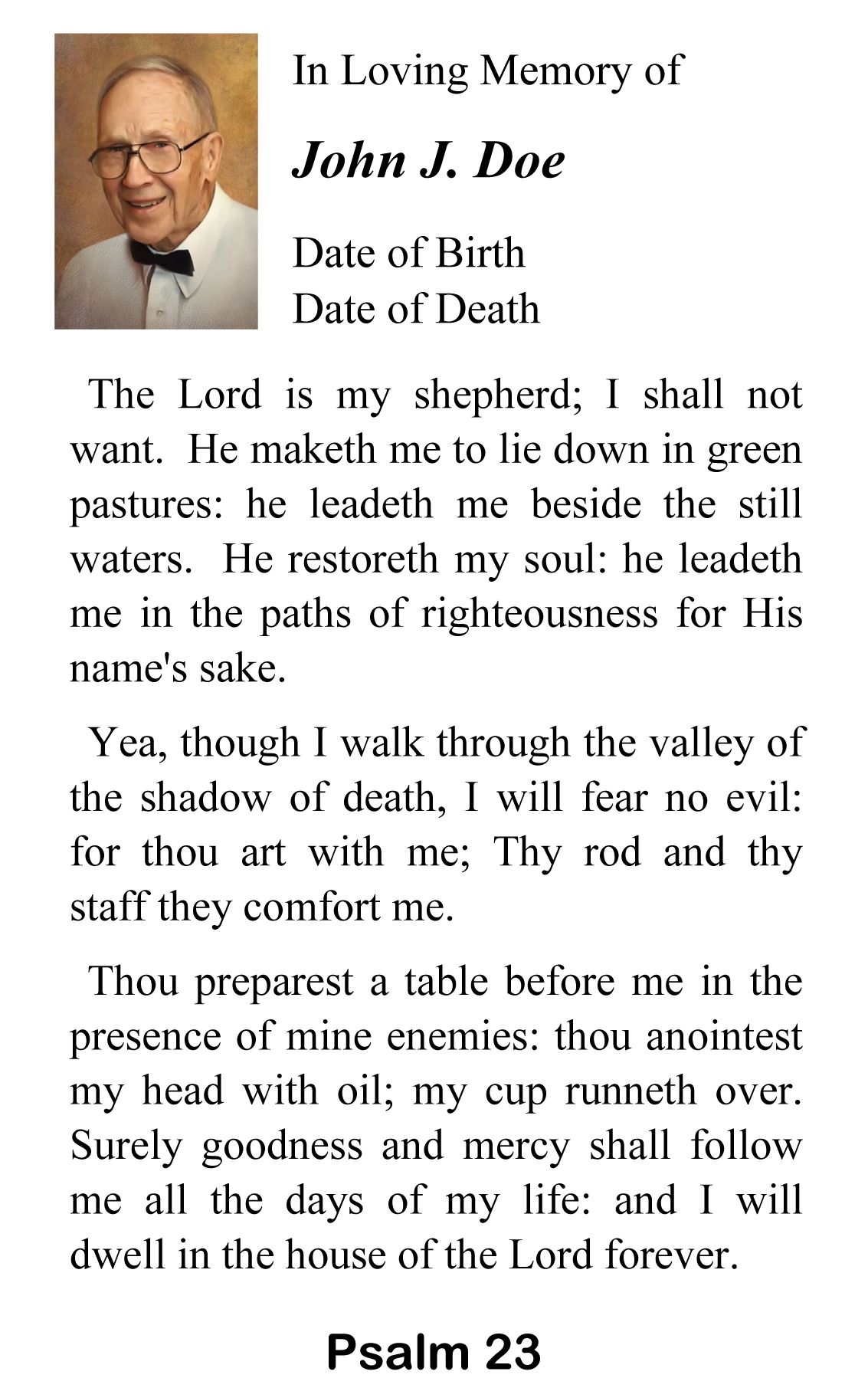 Prayer Cards | Glunt Funeral Home