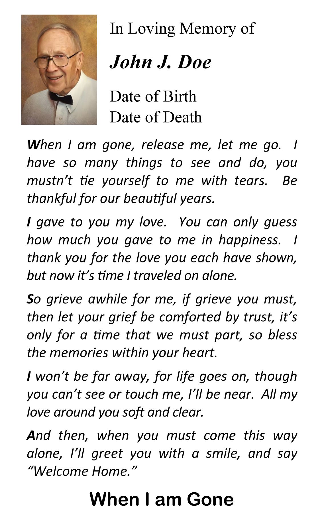 Prayer Cards | Glunt Funeral Home