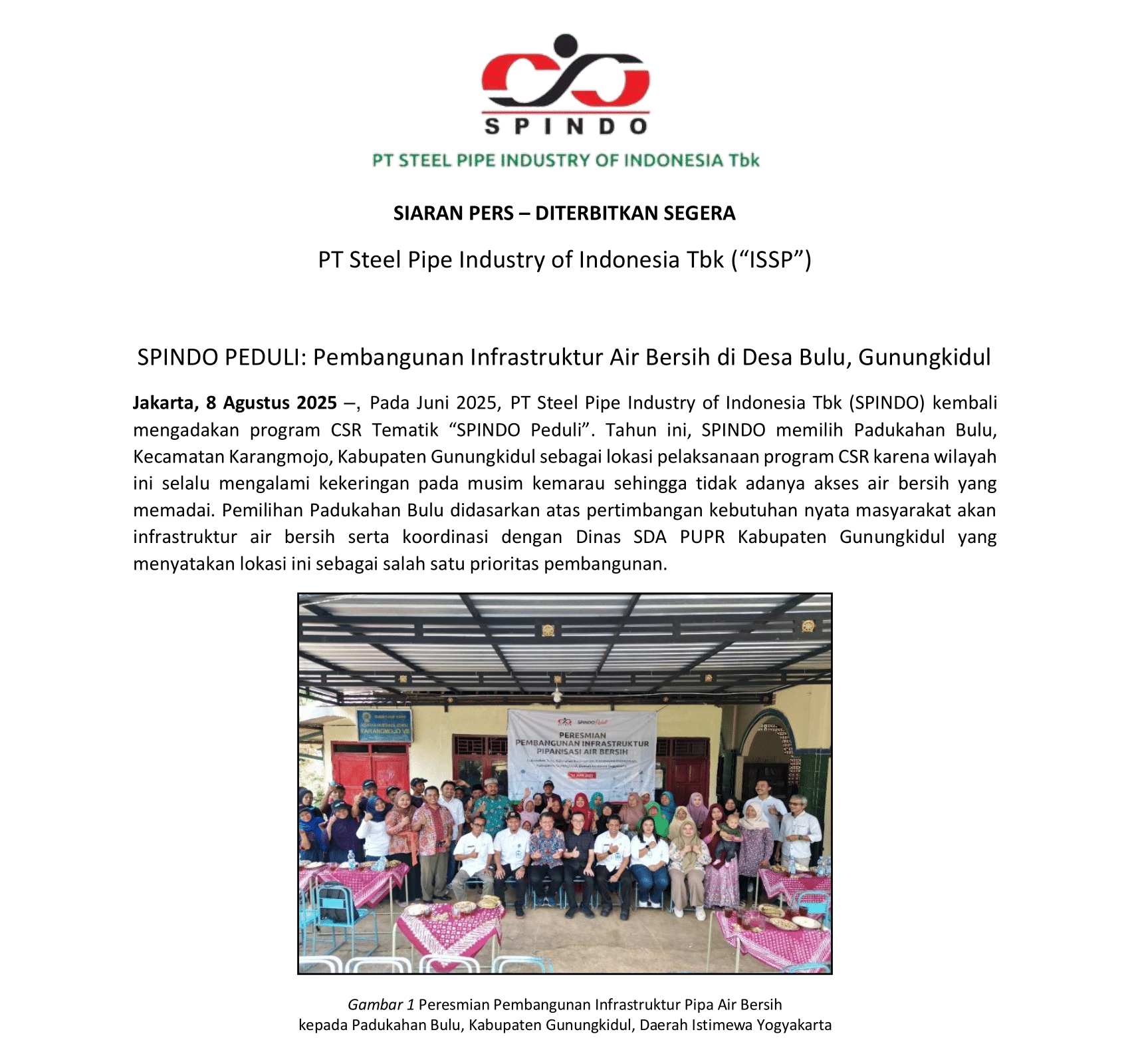 SPINDO kembali mengadakan program CSR Tematik “SPINDO Peduli”.