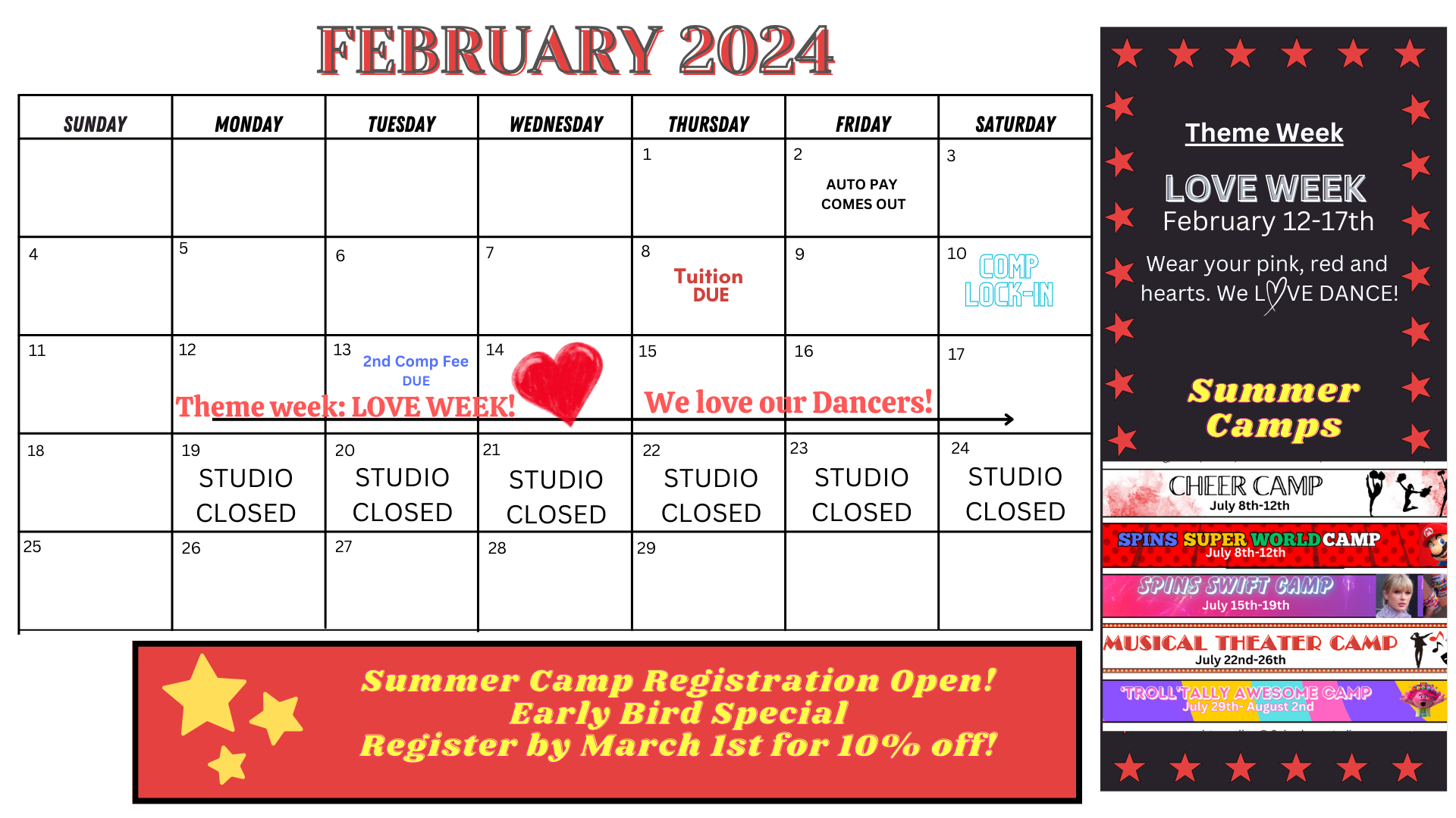Dance Studio Calendar | Rochester, NY | Spins Dance Studio