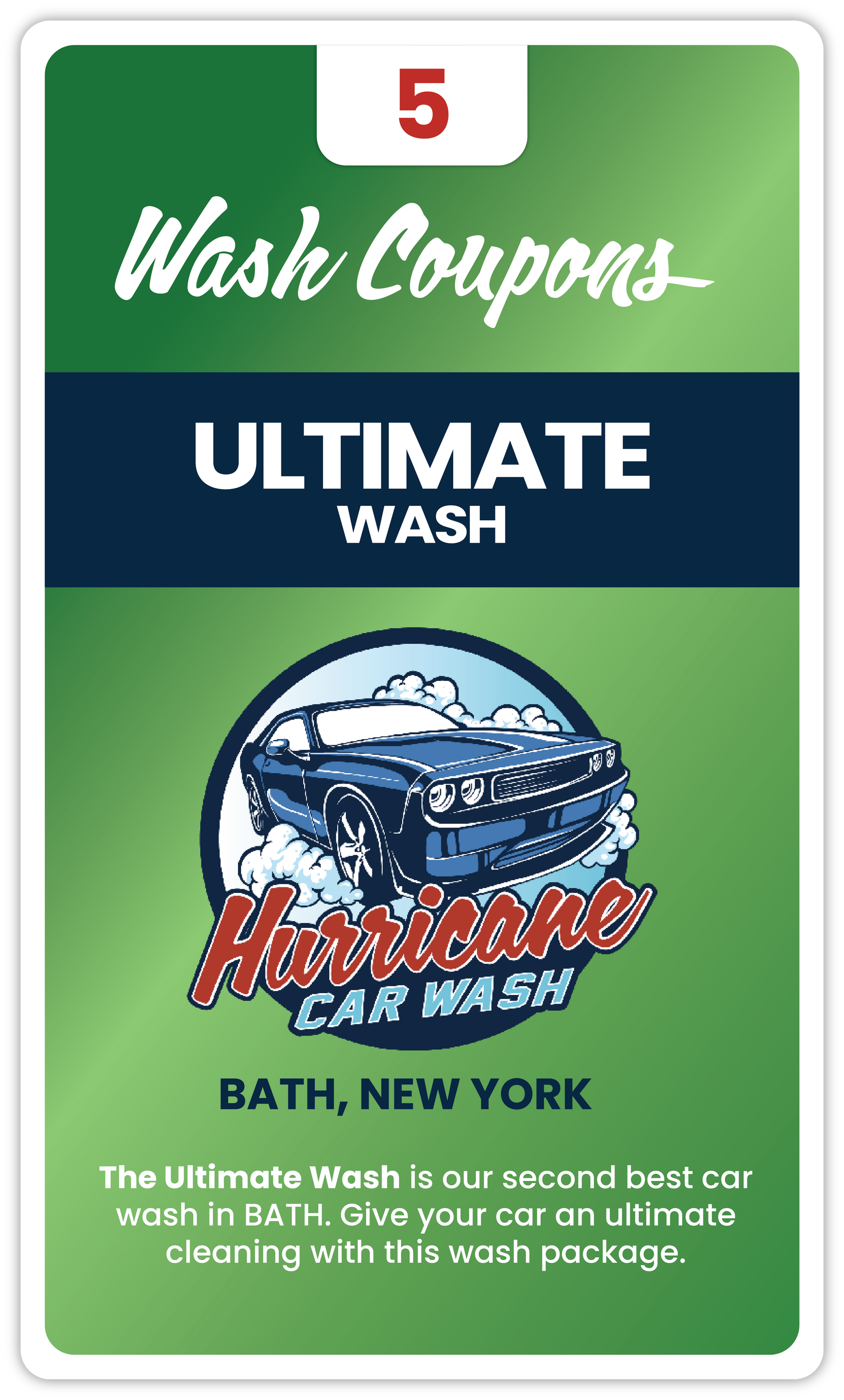 BATH - 5 Pack Ultimate Wash Coupon Book