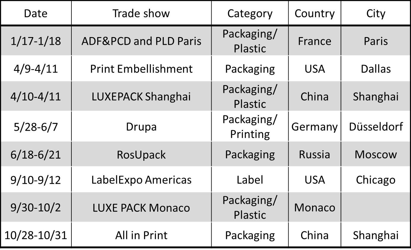 Exhibition Schedule 2024
