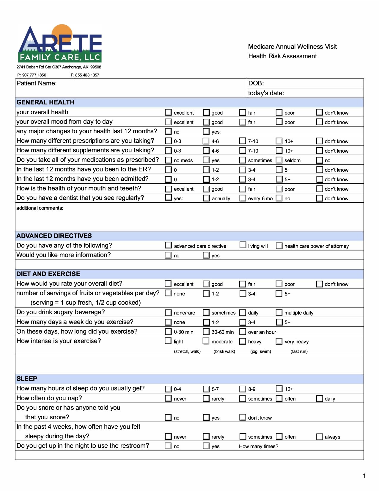 Patient Forms | Anchorage, AK | Arete Family Care