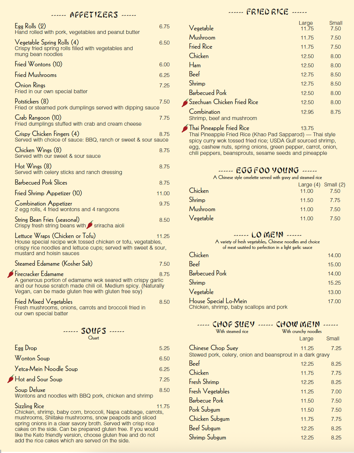 Chop Suey Hut Restaurant | Menu - Freshly Made