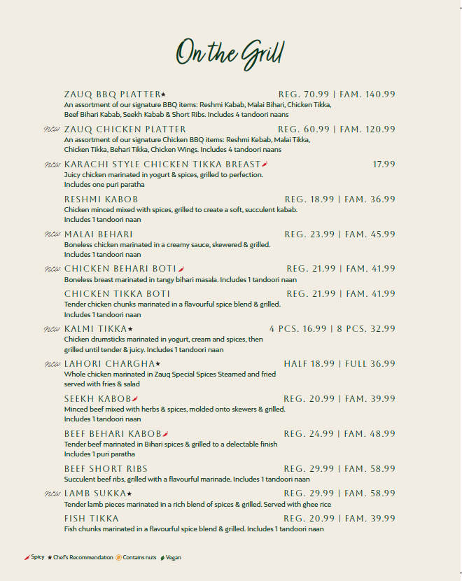 Explore Zauq’s Authentic Indian & Pakistani Food, Hakka & Halal Menu ...