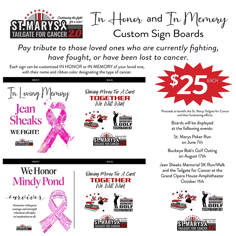 In Honor and In Memory Custom Sign Boards