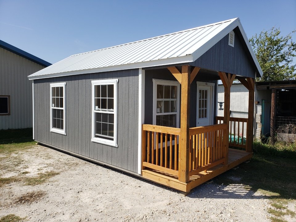 Utility Cabin Shed with Porch | Cabin Style Storage Building