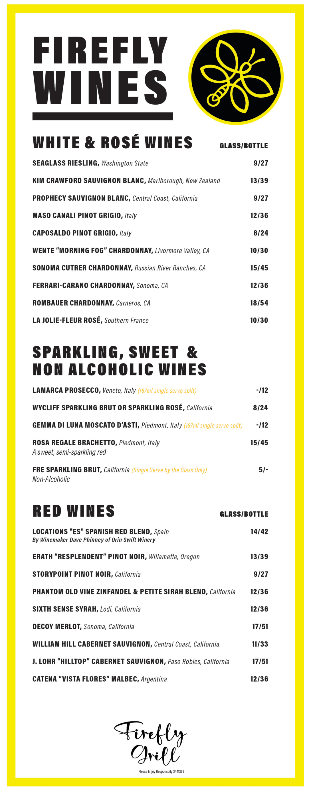 Wines and Spirits | Firefly Grill | Chesterfield, MO