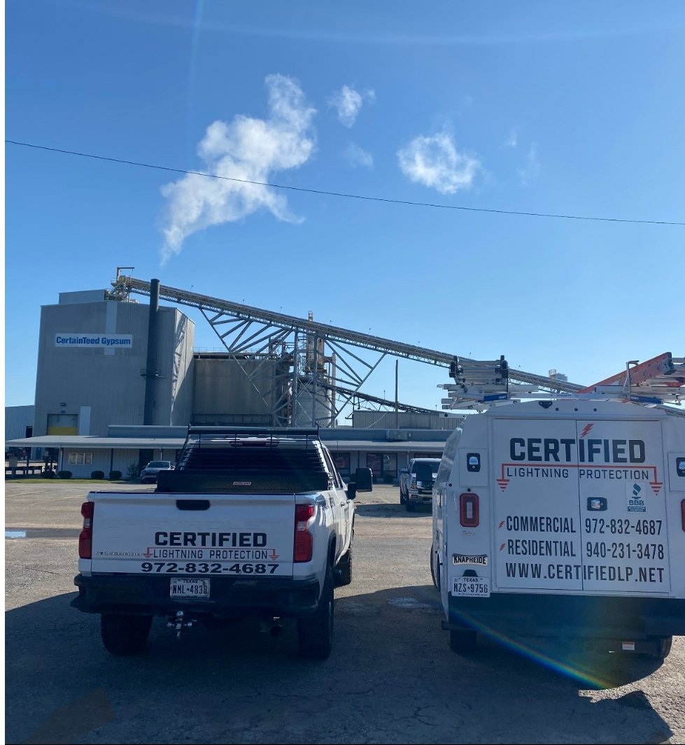 Commercial industrial lightning protection Certified bonded Dallas DFW