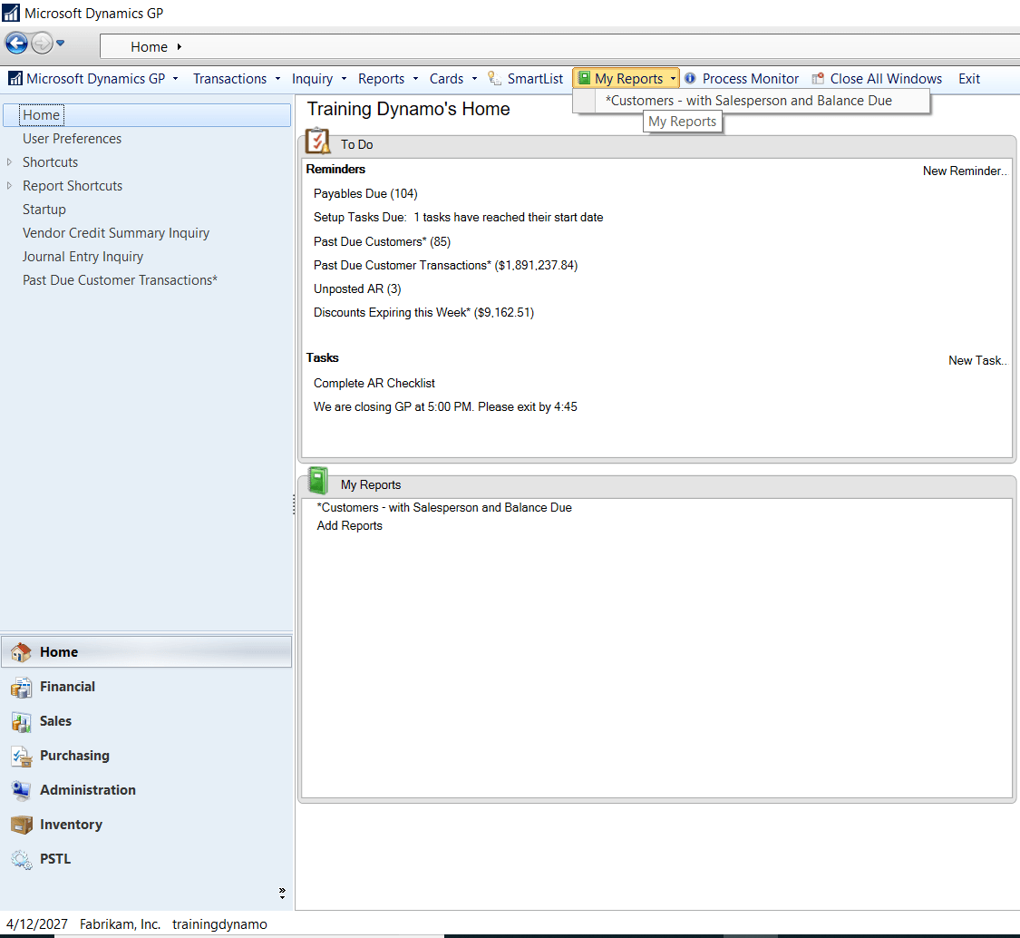 Dynamics GP SmartList – System Preferences and SmartList Options