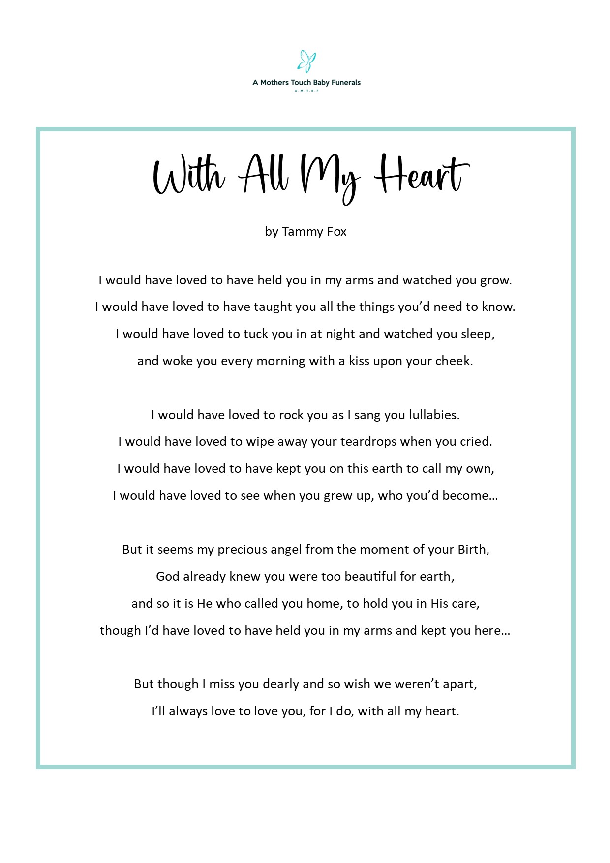Poems for Still Born, Infant, Child Funeral Service, Baby Funerals