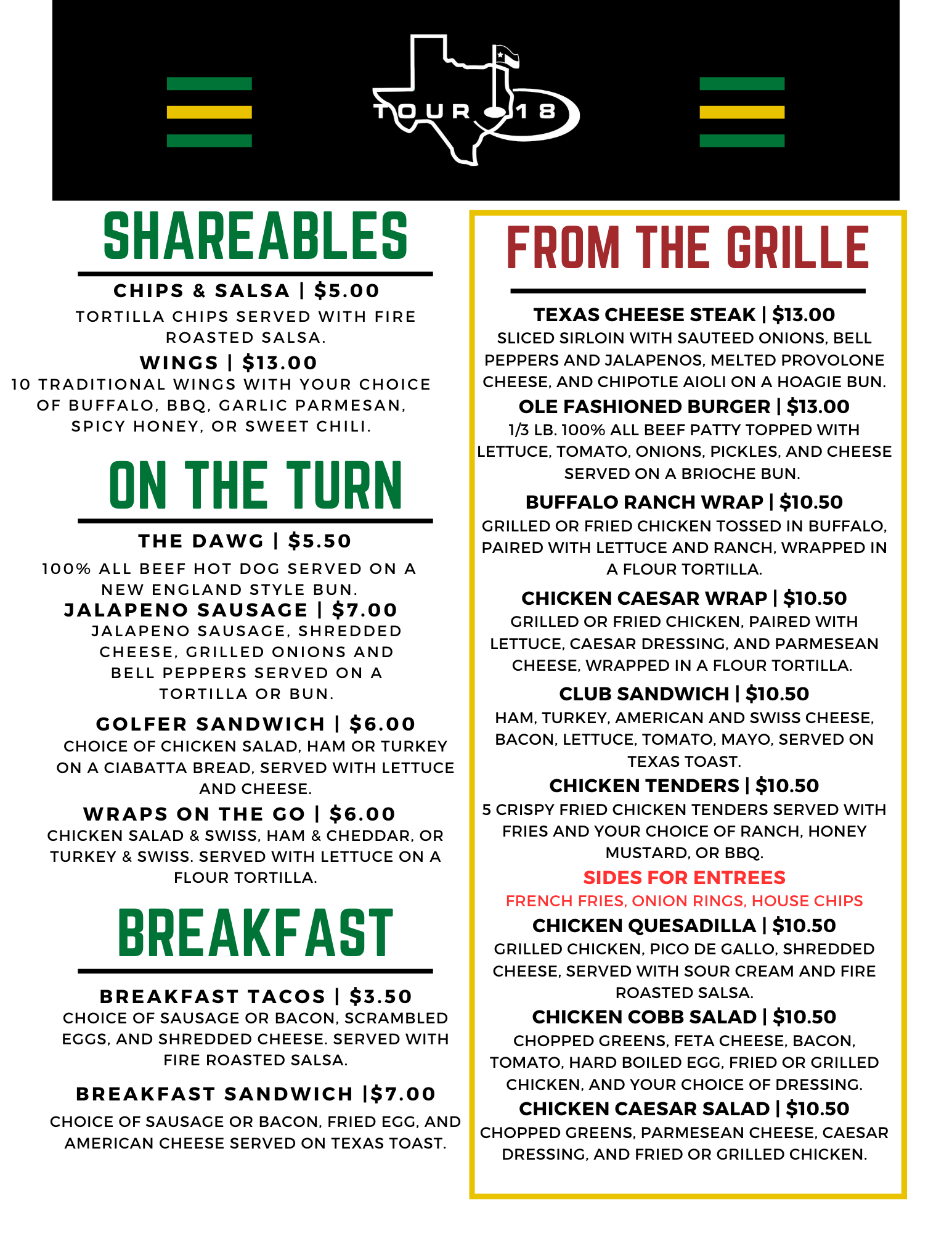 Scoring Tent Grill | Tour 18 Golf | Humble, TX