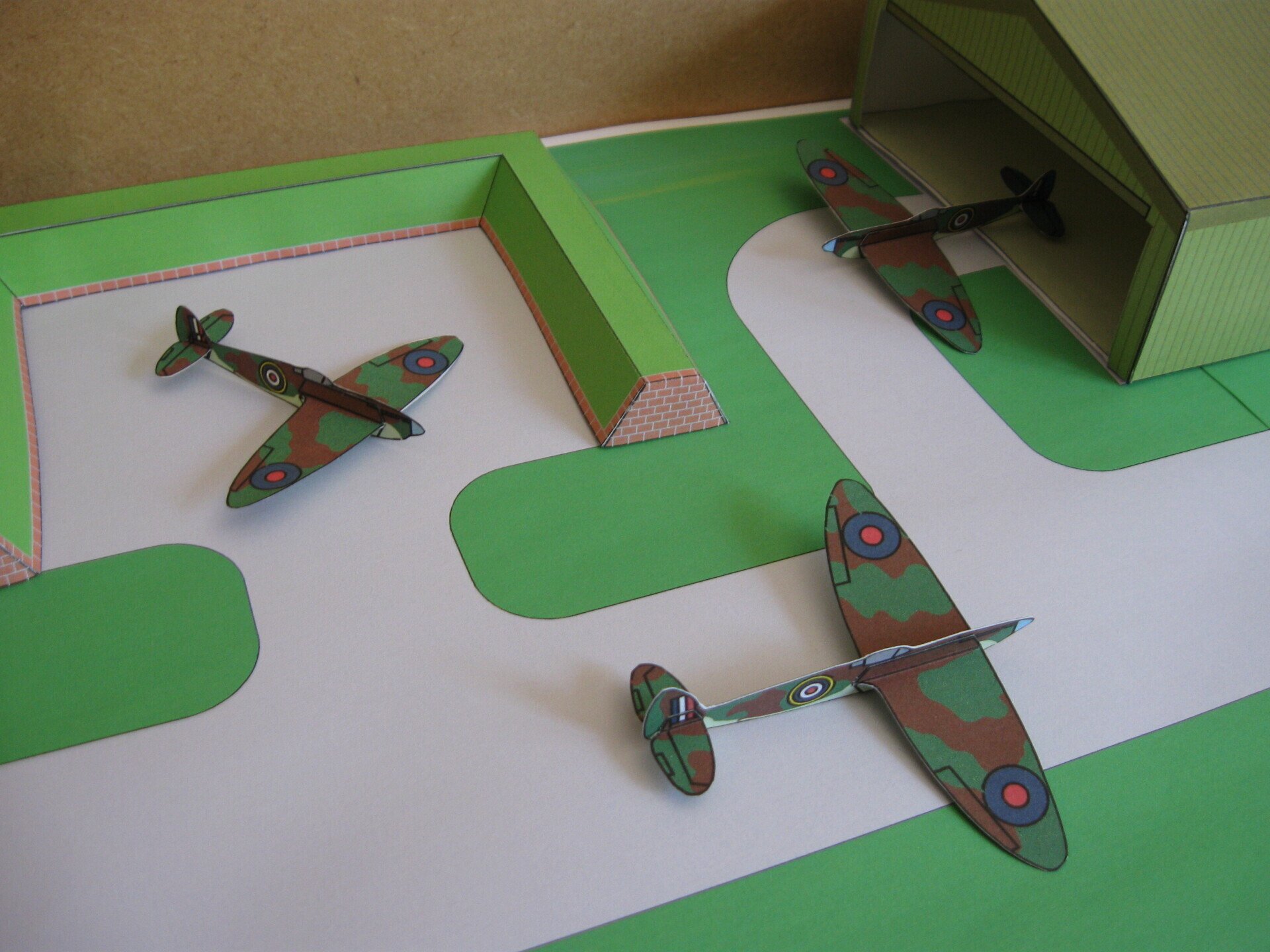 Card Model Aircraft And Airfield Buildings
