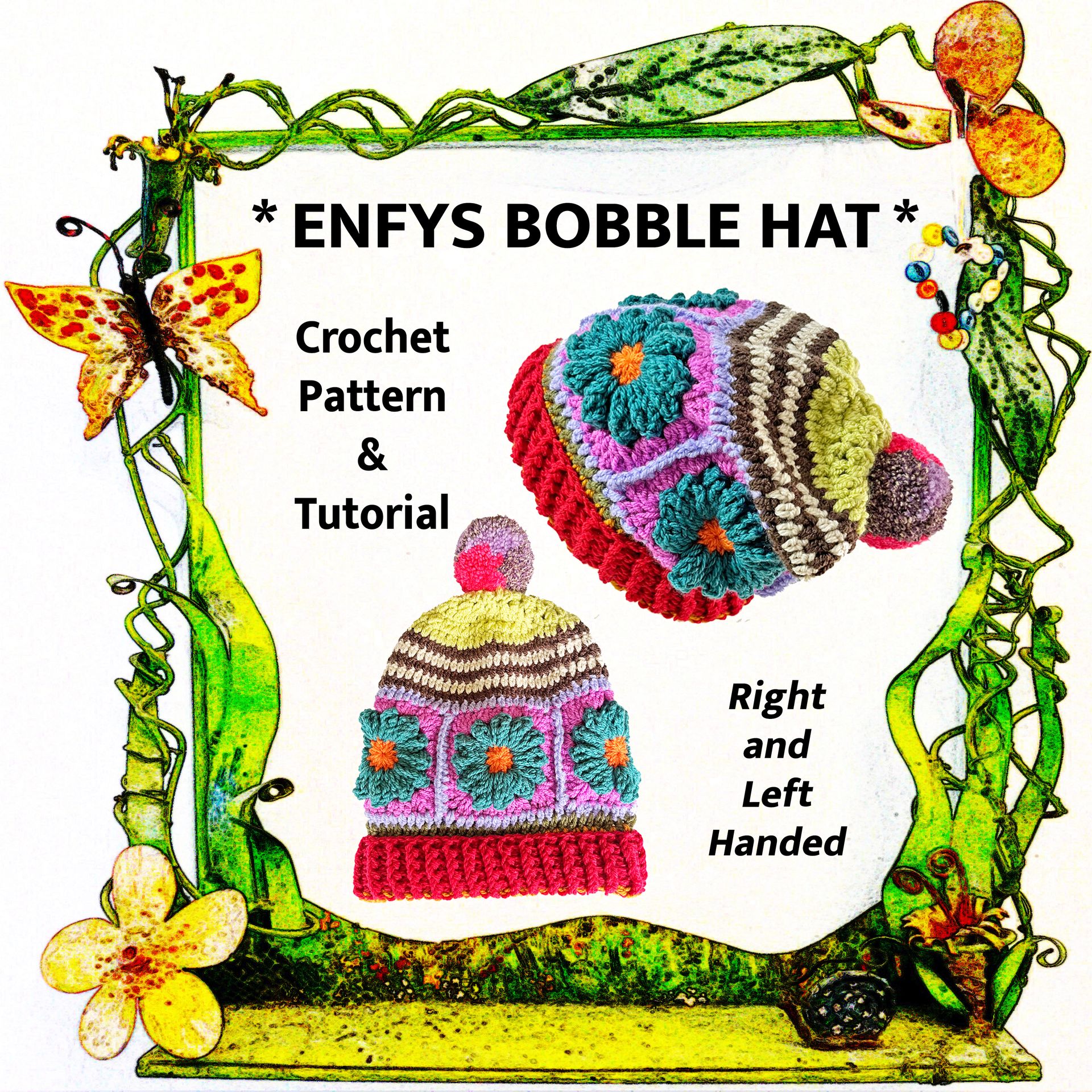 The Topian Den - Enfys Bobble Hat Crochet Pattern