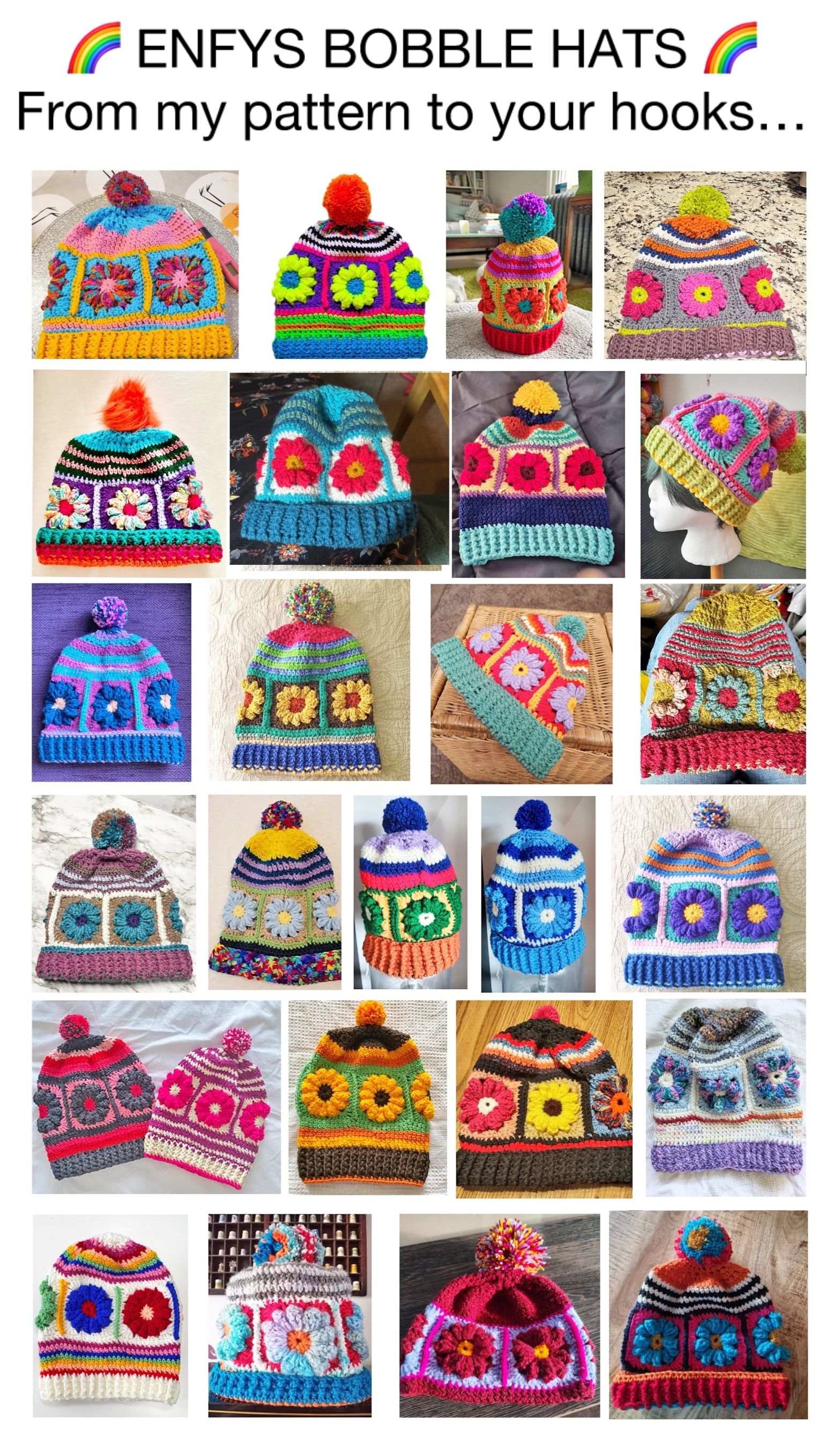 The Topian Den - Enfys Bobble Hat Crochet Pattern